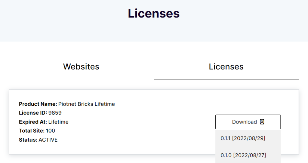 Install License and Activate License - Piotnet Bricks