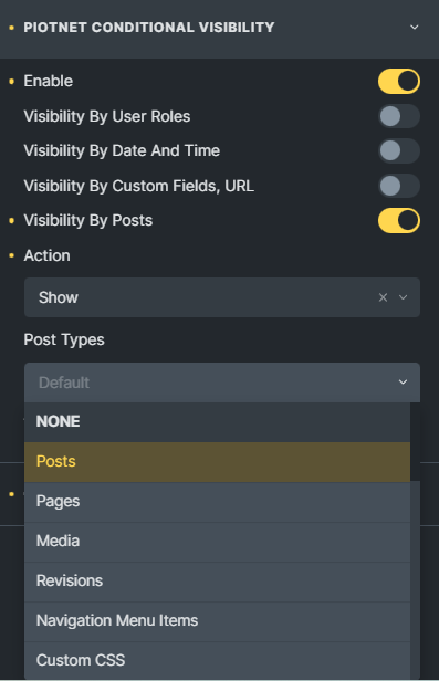 Piotnet Conditional Visibility - Piotnet Bricks